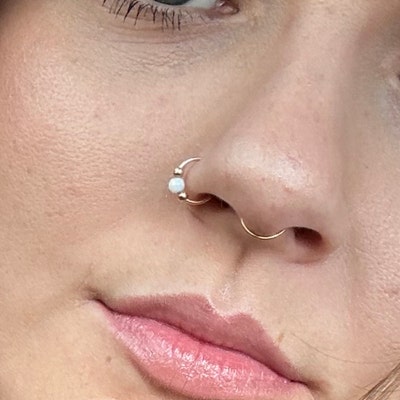 Ruby Flower NOSE RING // Gold Nose Ring Hoop Conch Piercing - Etsy