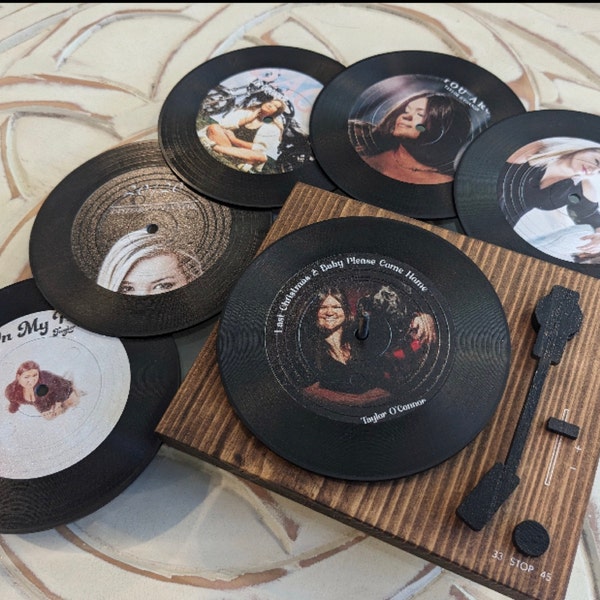 Funny Vinyl Record Coasters With Turntable Holder - Make a Set With 26 ...