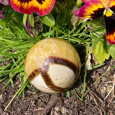 LARGE SEPTARIAN DRAGON Stone Sphere Natural Stone Hand Carved Gemstone ...