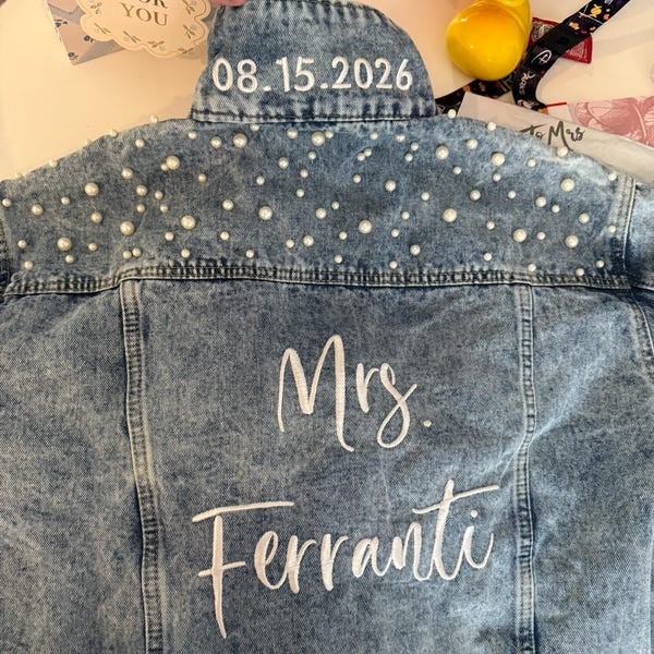 Bride Jean Jacket - Black Denim, Embroidered Black Bridal Jacket ...