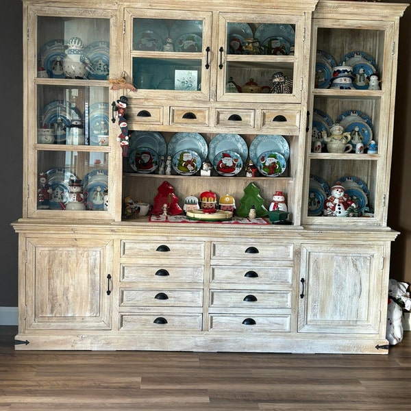Coastal Sleek Mirror Door Credenza Breakfront Buffet Server Media ...