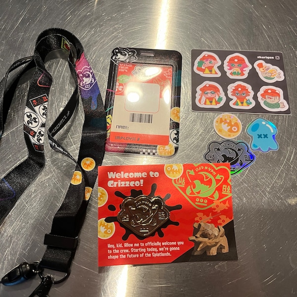 Splatoon 3 Salmon Run Grizzco ID Card Holder With Lanyard & Enamel Pin ...