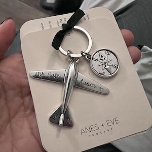 Personalised Fly Safe Keychain, Airplane Charm, Gift for Daddy, Pilots ...