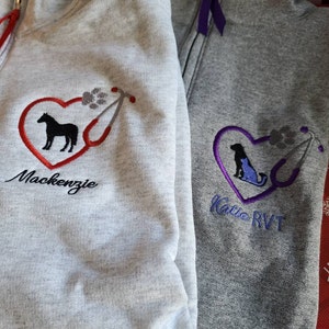 Full Zip Vet Tech Jacket With Sleeve, Vet Assistant Hoodie With Pockets ...