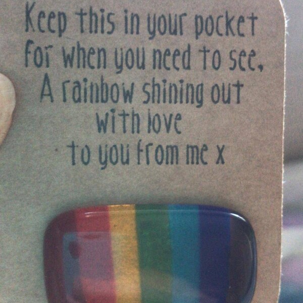 Pocket Hug Rainbow Fused Glass,with Love / Pocket Hug Pebble / Pride ...