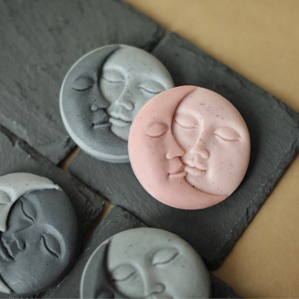 Sun and Moon Face Silicone Mold, Chocolate Mold, Candle Mold, Soap Mold ...