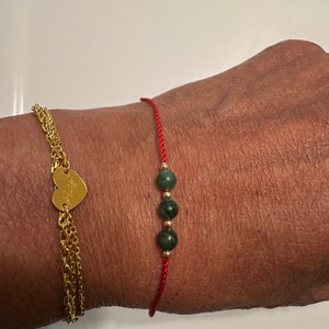 14k Gold Red String Bracelet Silk Cord Red Wish Bracelet Solid Gold ...