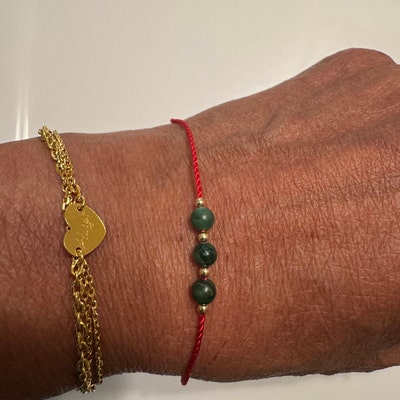 14k Gold Red String Bracelet Silk Cord Red Wish Bracelet Solid Gold ...