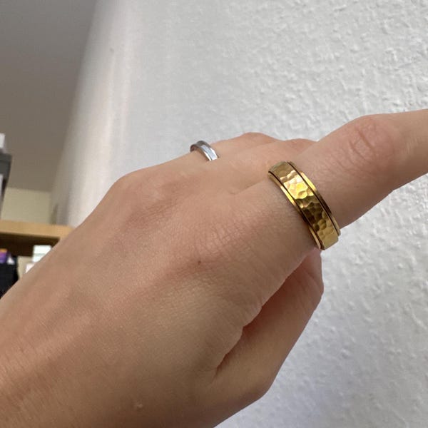 Custom Fidget Ring, Personalized Anxiety Ring, Hammered Spinner Band ...