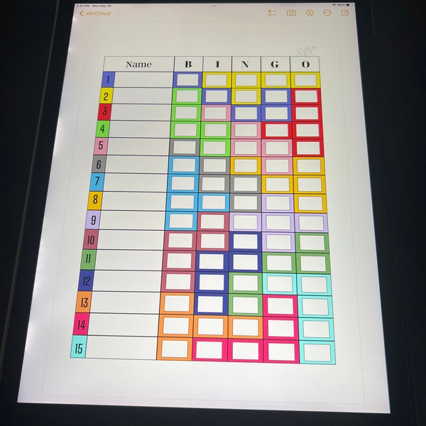 Bingo Sheets 15 Line/number Set/letter Set (5 Colors Included) - Etsy