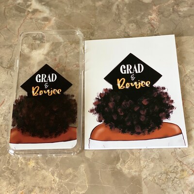 Grad and Boujee African American Graduation Card Fashion Illustration ...