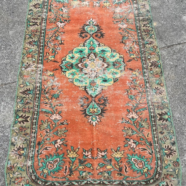 Red Color Runner, Turkish Runner 3x10, Handmade Rug, Vintage Red Runner ...