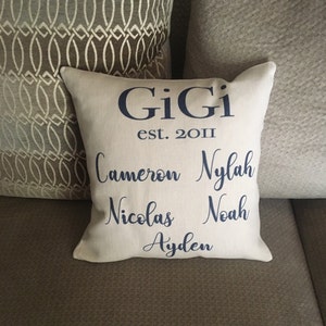 Personalized Name Throw Pillow Cover Nana Pillow Cover Kids Name Pillow ...