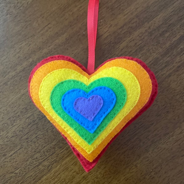 Make Your Own Rainbow Hanging Heart Kit. Felt Kit. Felt Decoration ...