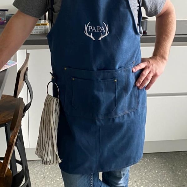 Personalized Bar Apron, Canvas Workshop Apron With Pockets, Custom Gift ...