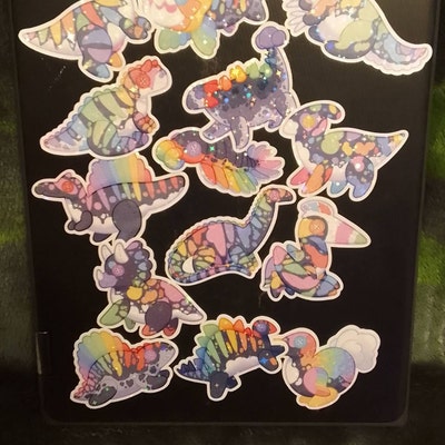 Rainbow Carnotaurus Plushie Sticker Holographic Dinosaur - Etsy