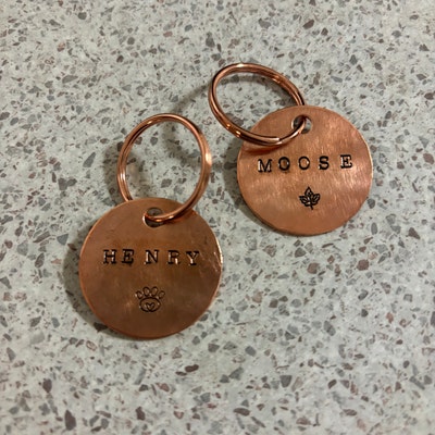 Custom Hand Stamped Dog Tags Simple Handmade Pet Id Tag Metal Circle ...