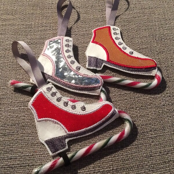 4x4 Candy Cane Ice Skate Hanging Decoration, Figure Skating, Lisey ...