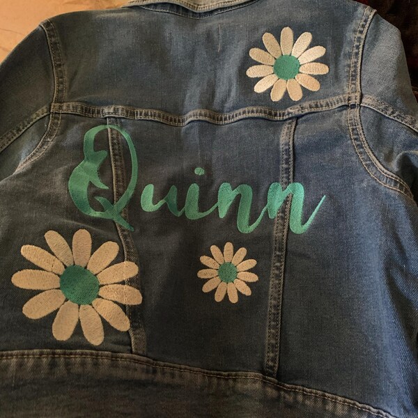 Jean Jacket, Embroidered Wildflower Jacket, Embroidered Denim Jacket, Embroidered Denim Jacket ...