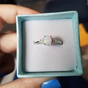 White Opal Ring White Fire Opal Ring Oval Opal Ring Promise | Etsy