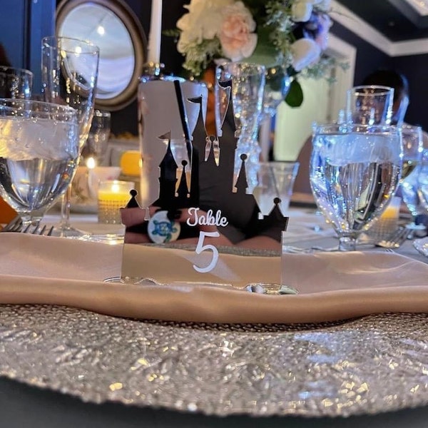 Castle Wedding Table Numbers | Engraved Laser Cut in Gold Silver ...