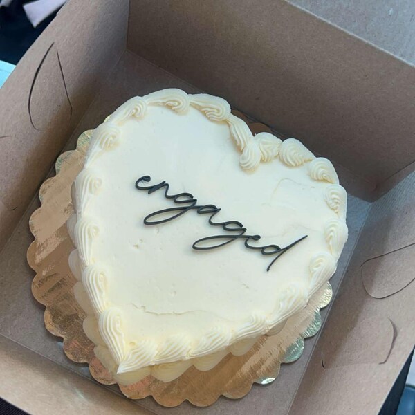 Engaged Flat Lay Cake Topper, Custom Engagement Charm - Etsy