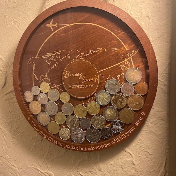Coin Holder Traveler Gift Personalized, Coin Display Box, Travel Money ...