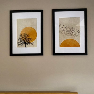 Sunset Silhouette Set of 2 Prints Wall Art Set Abstract Art - Etsy