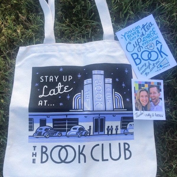 Stay up Late at the Book Club Screen Printed Tote Bag - Book Bag ...