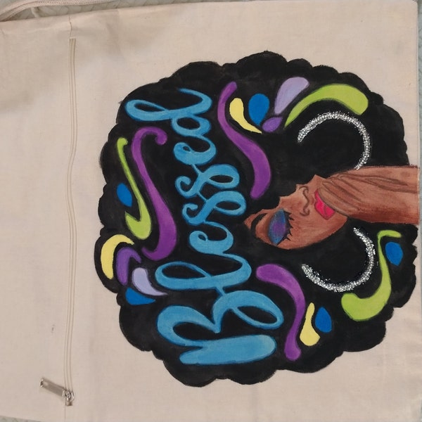 Blessed Pre Drawn Canvas DIY Printable Paint Canvas, Afro Svg, Coloring ...