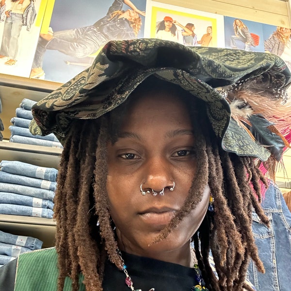 Yellow Striped Chenille Medieval Hat, Renaissance Hat, Fantasy Hat ...