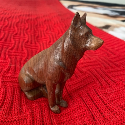 German Shepherd Statue or Sculpture. Carved From a Solid Block of ...