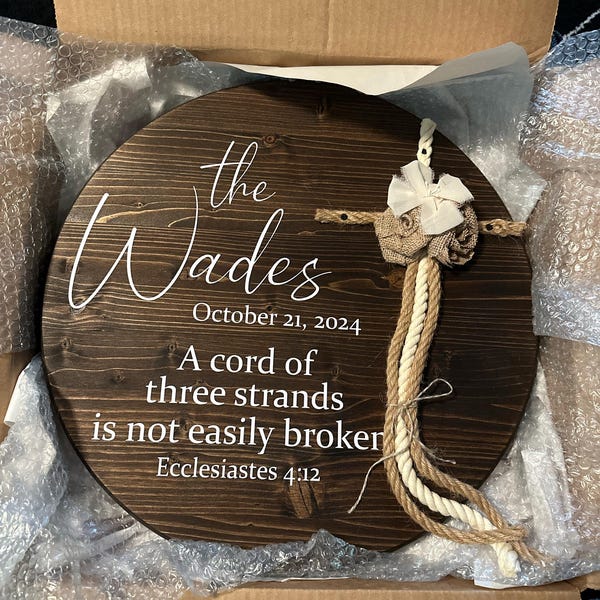 Unity Ceremony Sign Three Strands, A Cord of Three Strands Wedding Sign ...