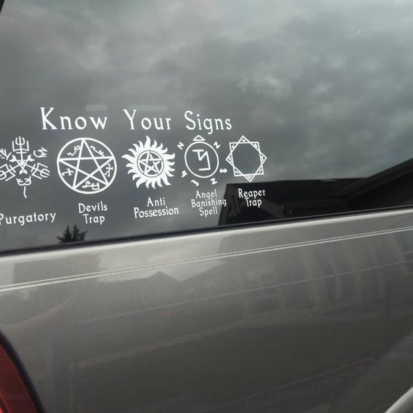 Supernatural 15 Inch Know Your Signs Permanent Vinyl Decal | Pentacle ...