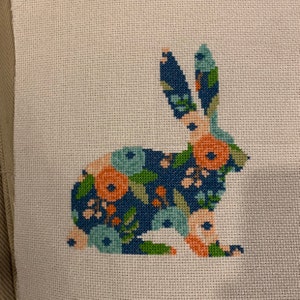 Floral Rabbit Modern Cross Stitch Pattern PDF, Easter Gift DIY ...