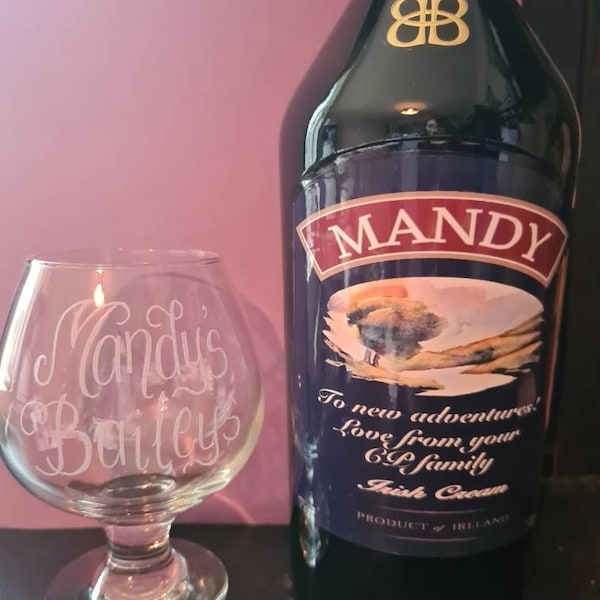 Personalised BAILEYS Bottle Sticker Label - Gloss Finish - Add Any Text ...