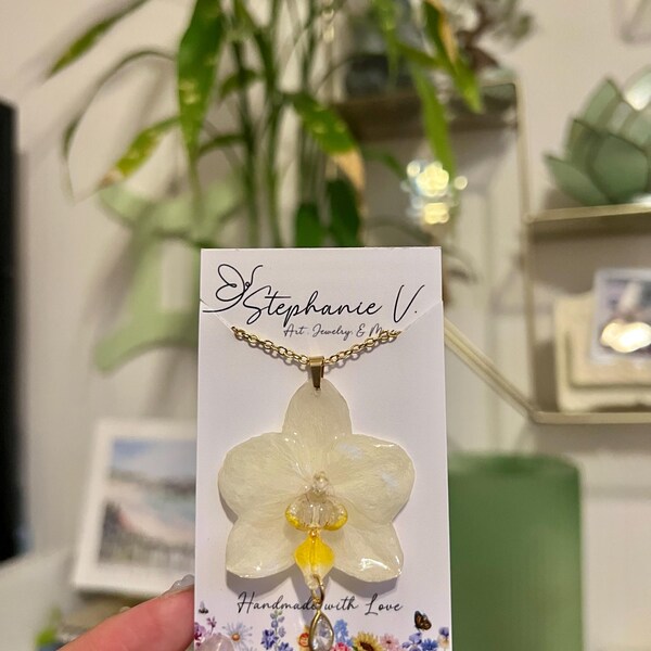 Blue-purple Orchid Necklace|925 Sterling Silver Chain|18k Gold Plated ...