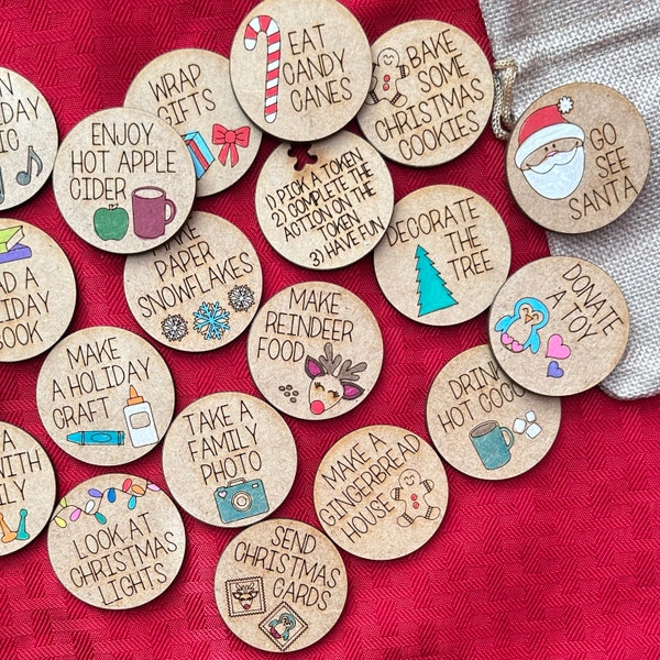 Christmas Token Set, Holiday Tokens, Christmas Countdown Ideas, Bucket ...