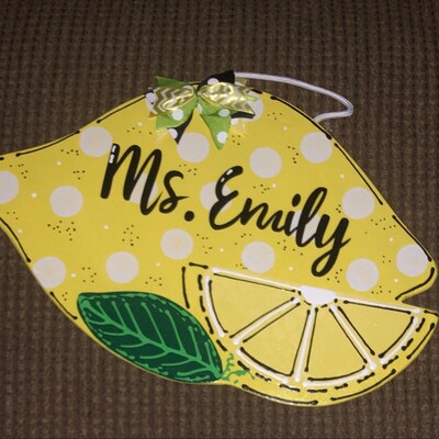 Personalized LEMON TEACHER SIGN Class Classroom Name Room Door - Etsy