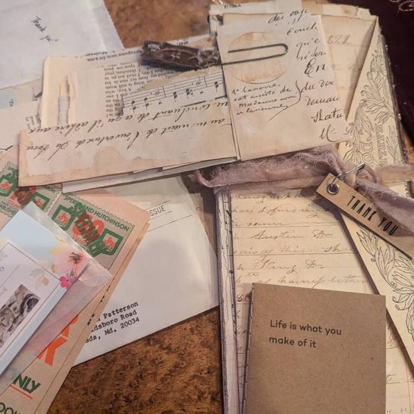 Mini Booklet Junk Journal- Flash Card Cover Vintage Books Paper - Etsy