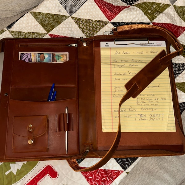 Portfolio With Strap, Leather Portfolio With Handle, 8.5*14 Legal Size ...