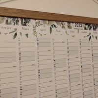 Perpetual Birthday Calendar, Wall Planner Botanical Leaves Green ...