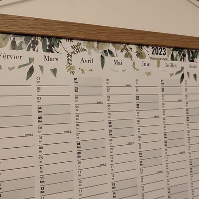 Perpetual Birthday Calendar, Wall Planner Botanical Leaves Green ...
