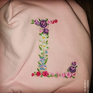 Machine Embroidery LETTER L Uppercase 97mm / 3.85 Tall Dainty Floral ...