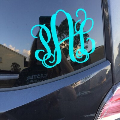 Monogram Car Decal, Monogram Wall Decal, Custom Vinyl Decal, Monogram ...