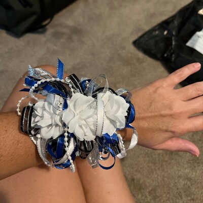 Dark Green, Gold and Cream SILK Flower Wristlet Corsage and Boutonniere ...