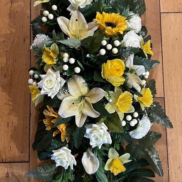NAN WREATH - White With Yellow or ANY 3 Letters/colours Custom Funeral ...