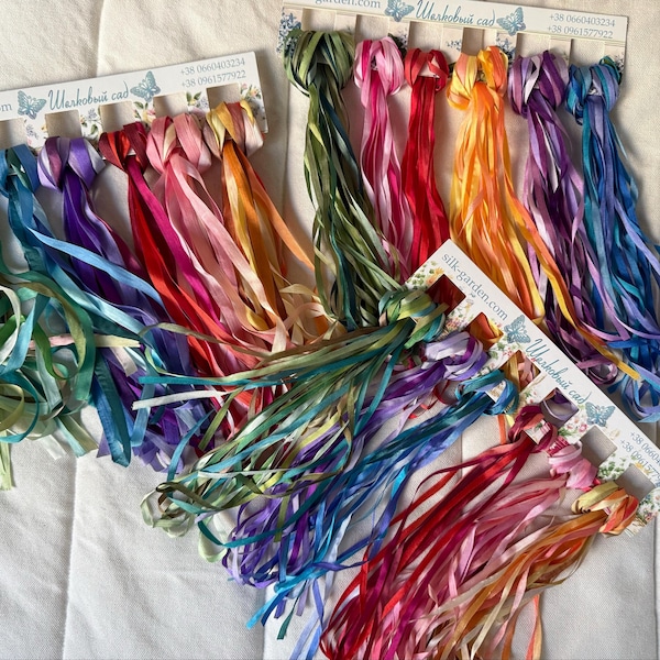 4mm Set 35 Meters Variegated Silk Ribbon, 100 % Pure Silk, Ribbon ...