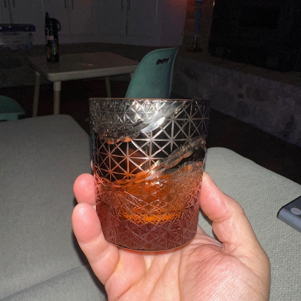 Hand Cut Blue Kiriko Crystal Whisky Glass, Old Fashion Cocktail Glass ...