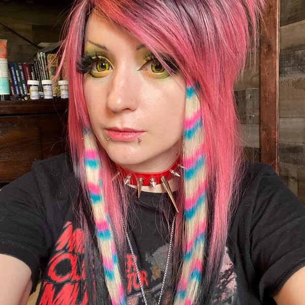 Br00tal Neon Green Racoon Tail Coontails Human Hair Scene Kids Emo ...